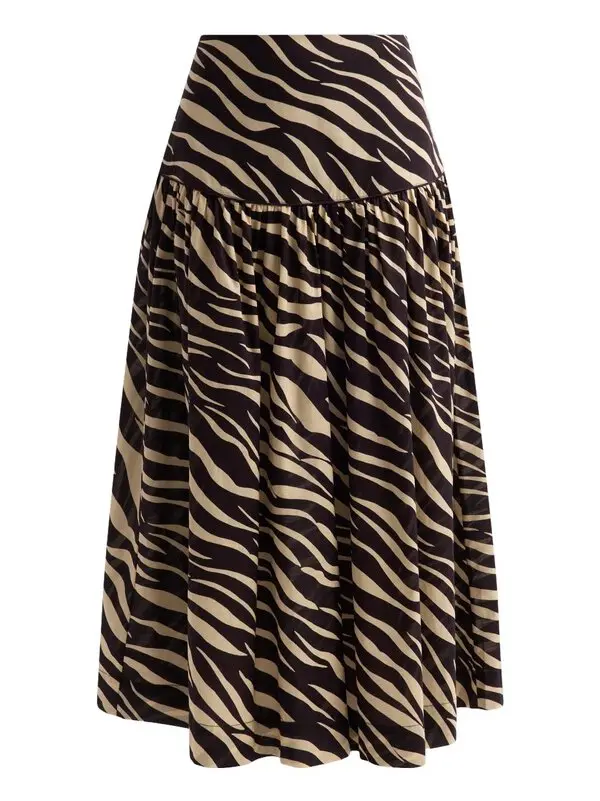 Ronny Kobo Feyre -striped Drop-waist Skirt - Zebra