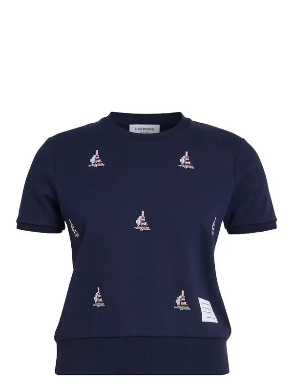 Thom Browne Sailboat Intarsia-knit Cotton Sweater - Navy