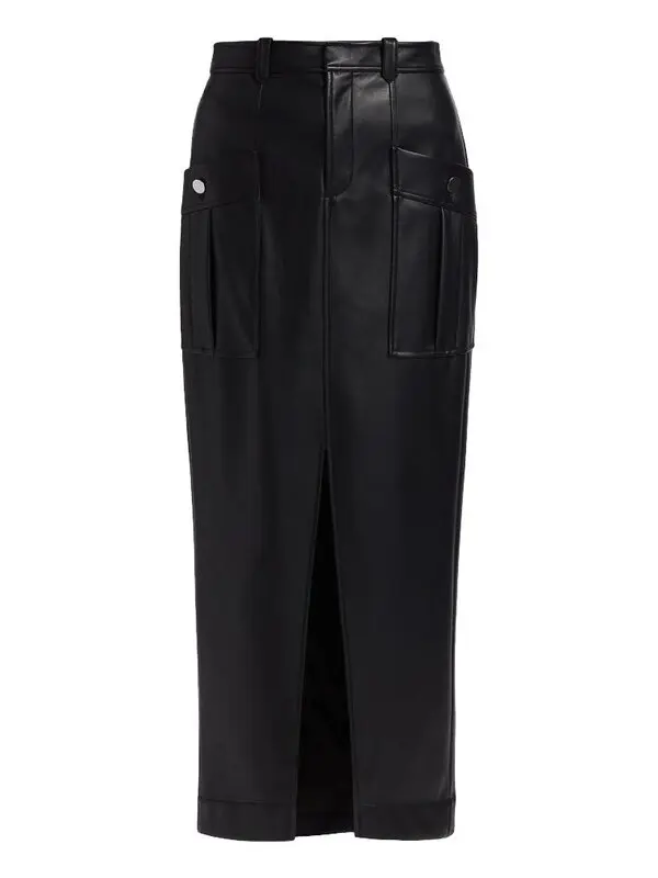 TOCCIN Fallon Faux Leather Cargo Midi-skirt - Jet