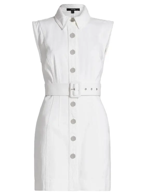 TOCCIN Miley Cotton Button-front Minidress - Optic
