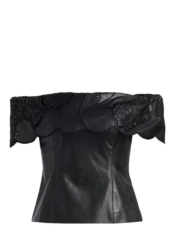 TOCCIN Mariana Faux-leather Off-the-shoulder Top - Jet