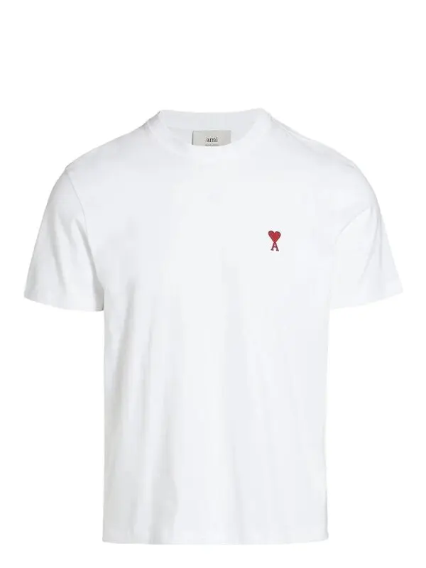 AMI Paris De Coeur Rouge T-shirt - Blanc