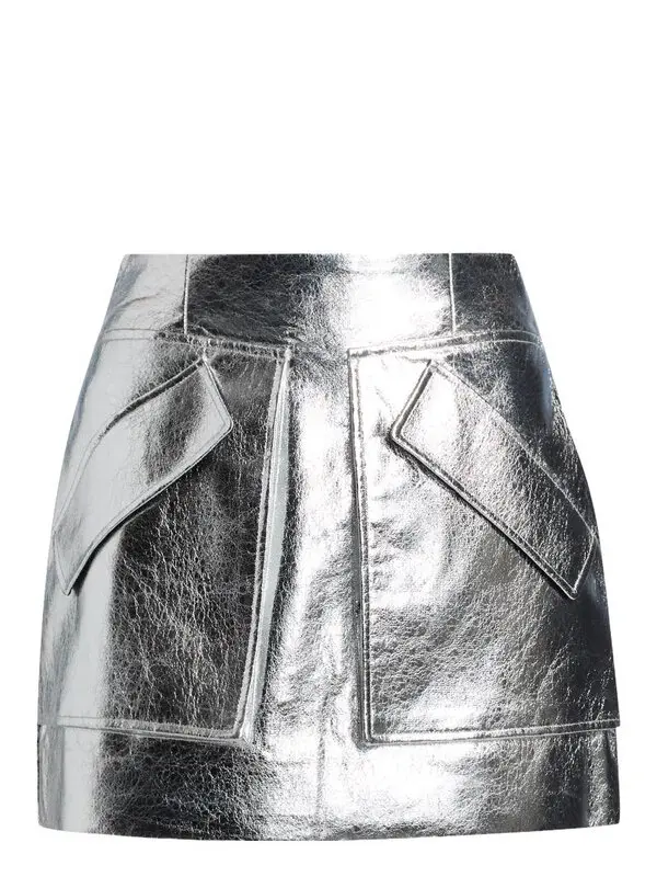 AKNVAS Cherry Metallic-finish A-line Miniskirt - Silver