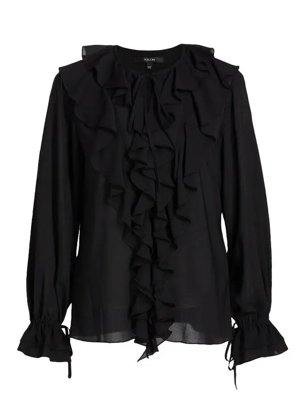 TOCCIN Tobi Exaggerated Ruffle Blouse - Jet