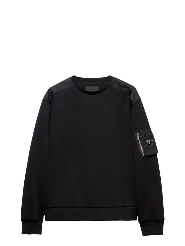 Prada Cotton Fleece And Re-nylon Sweatshirt - Black
