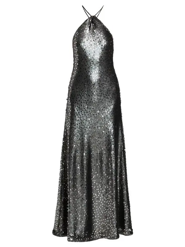 TOCCIN Monica Sequined Gown - Gunmetal