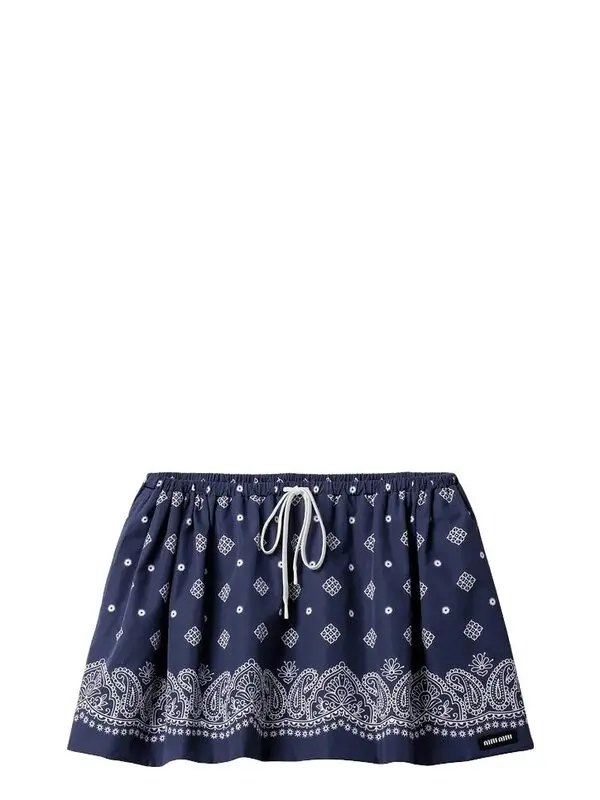 Miu Miu Bandana Print Poplin Miniskirt - Blue