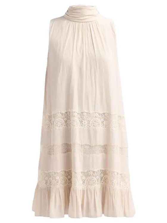 Ramy Brook Samantha Tiered Lace Mini Dress - Bone