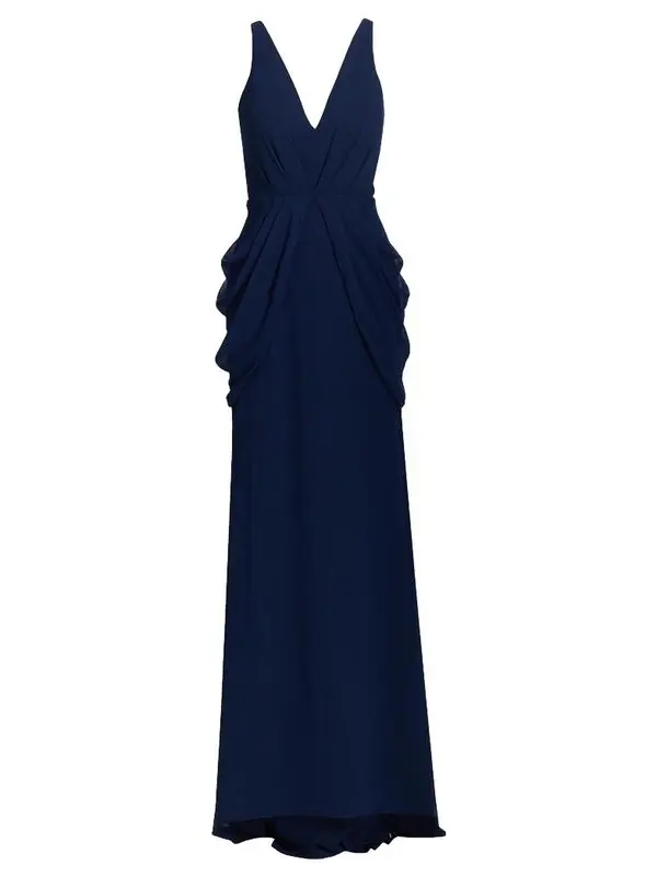 VERA WANG BRIDE Corse Draped Sleeveless Gown - Navy
