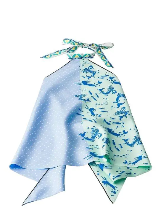 Prada Printed Silk Twill Top - Blue