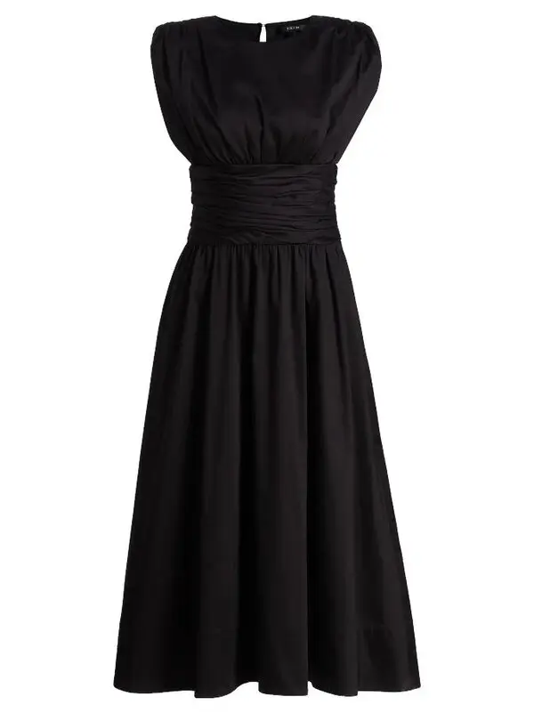 TOCCIN Evangeline Ruched Stretch-cotton Midi-dress - Jet