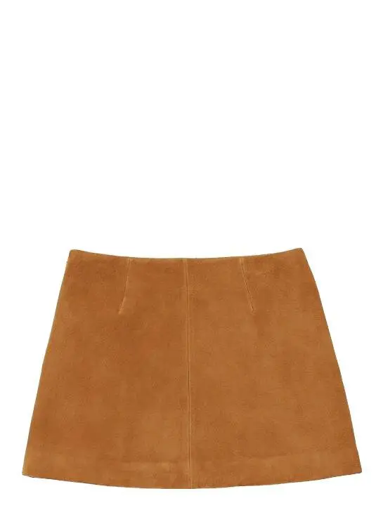 Marc Jacobs Box Pleat A-line Suede Miniskirt - Copper