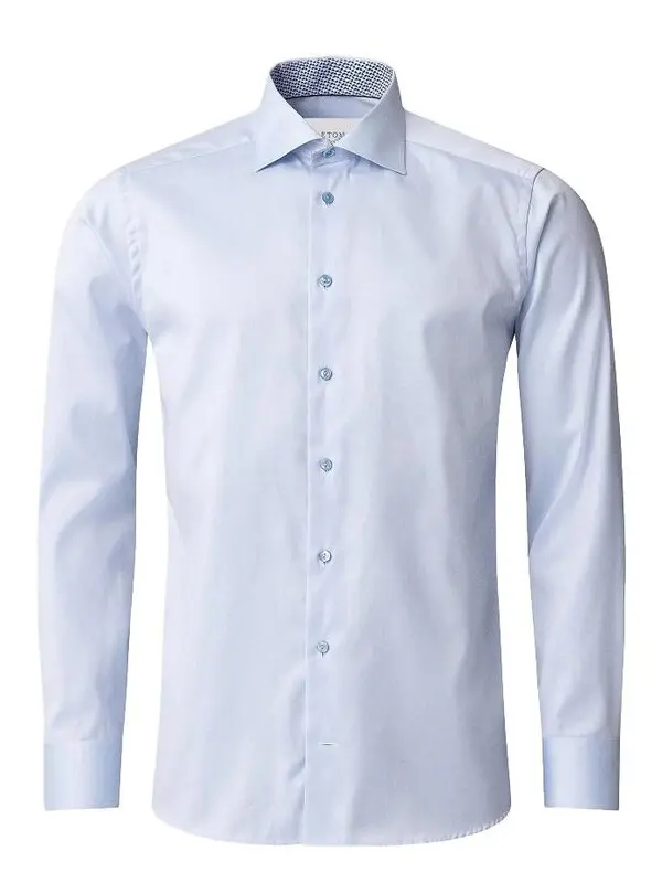 Eton Geometric Contemporary-fit Solid Shirt - Blue