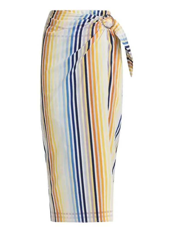 TOCCIN Madison Striped Cotton Midi-skirt - Sunset