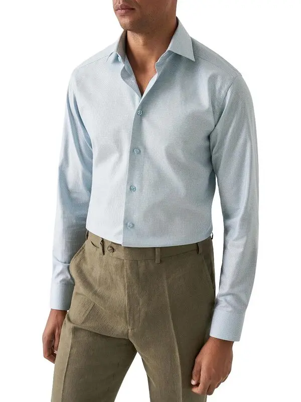 Eton Contemporary-fit Semi-solid Cotton Shirt - Green