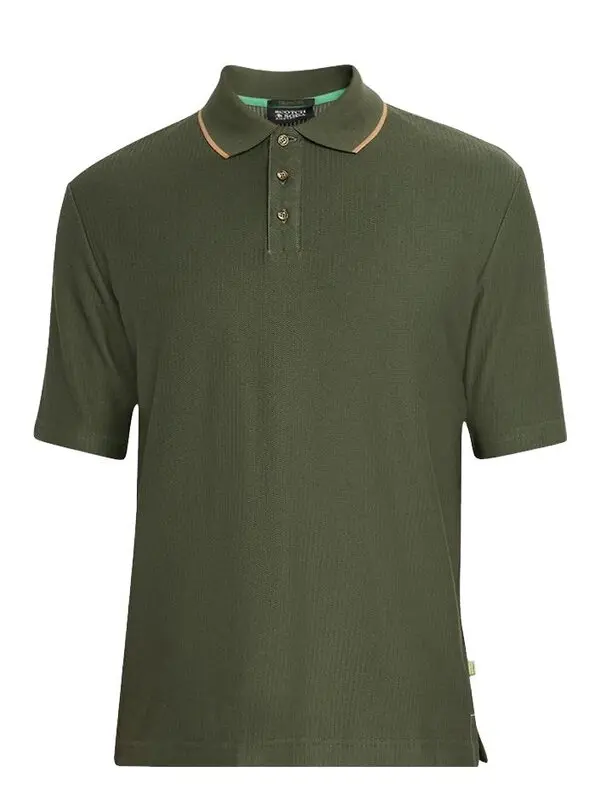Scotch & Soda Micro-chevron Cotton Fit Polo Shirt - Thyme