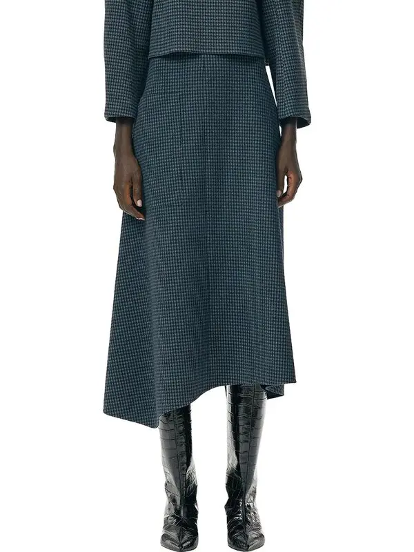 Tibi Camille Check Origami Faux-wrap Skirt - Grey Check