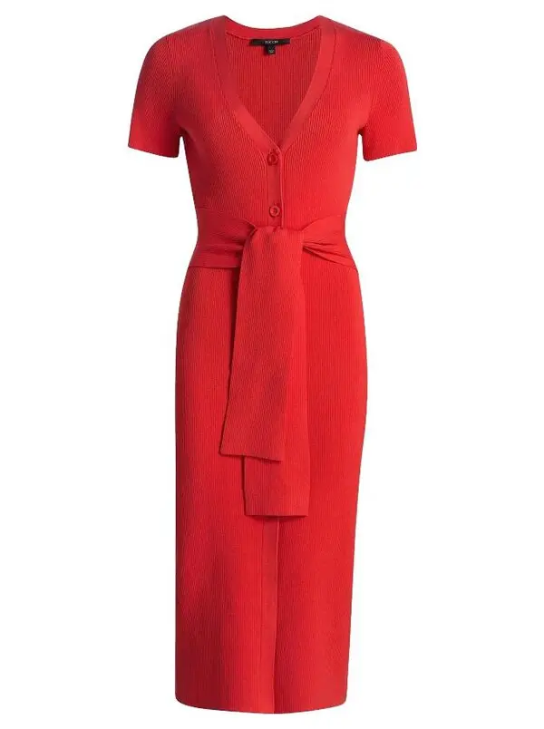 TOCCIN Agnes Rib-knit Midi-dress - Tomato