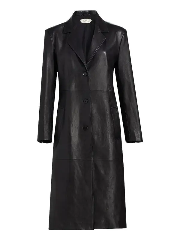 ARMA Aisa Leather Longline Jacket - Black