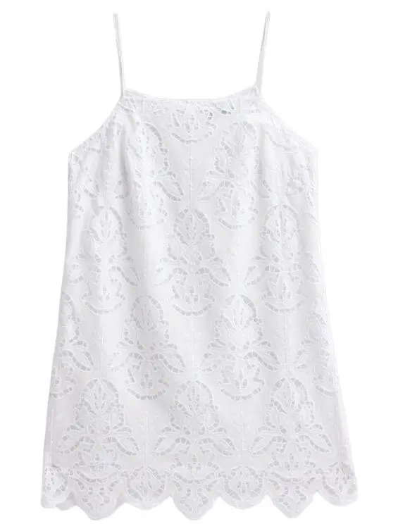 TOCCIN Olivera Lace Cotton Shift Mini Dress - Optic