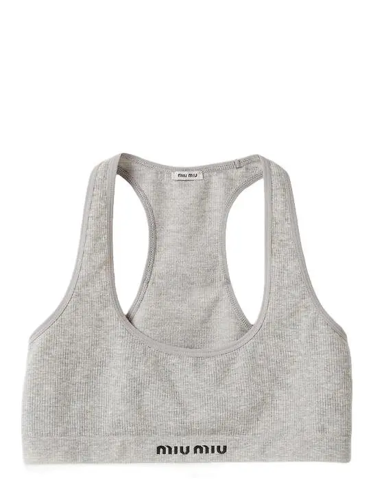 Miu Miu Seamless Mélange Racerback Crop Top - Grey
