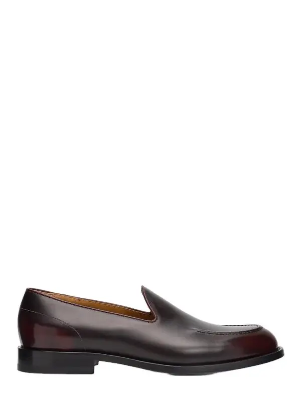 Kiton Leather Slipper Loafers - Bordeaux