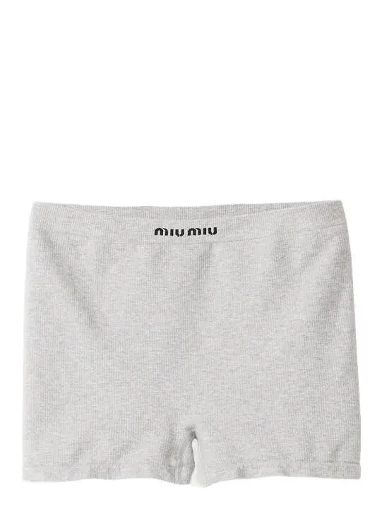Miu Miu Seamless Mélange Knit Boxer Shorts - Grey