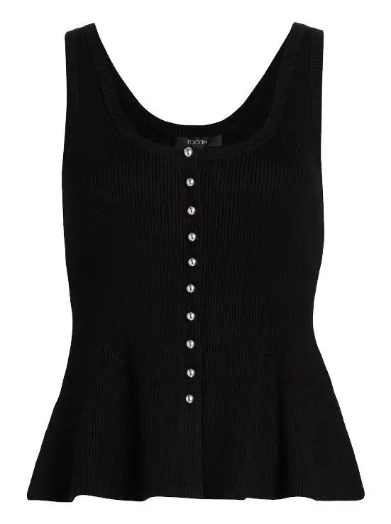 TOCCIN Eden Button-front Fit & Flare Tank - Jet