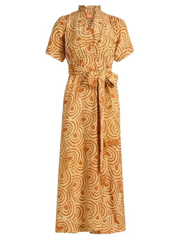 ELISAMAMA Kayin Printed Midi-shirtdress - Orange