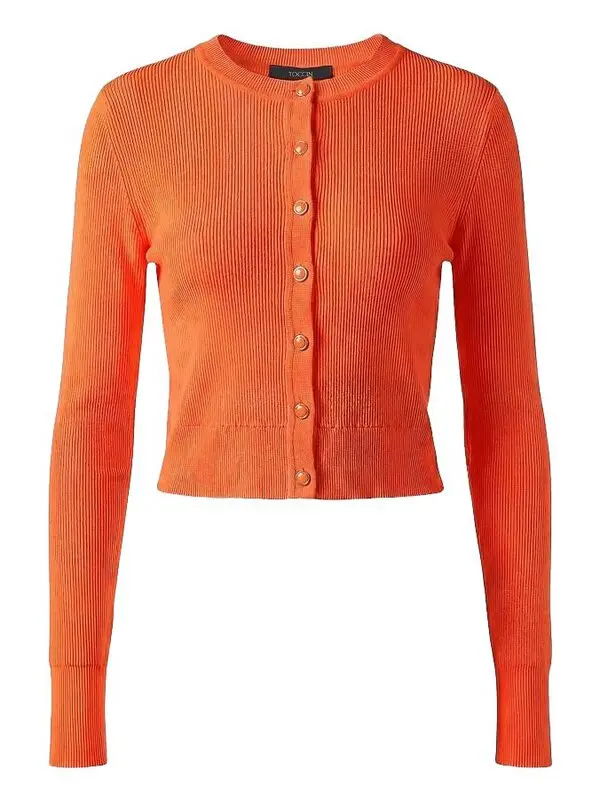 TOCCIN Zoe Fitted Crop Cardigan - Flame