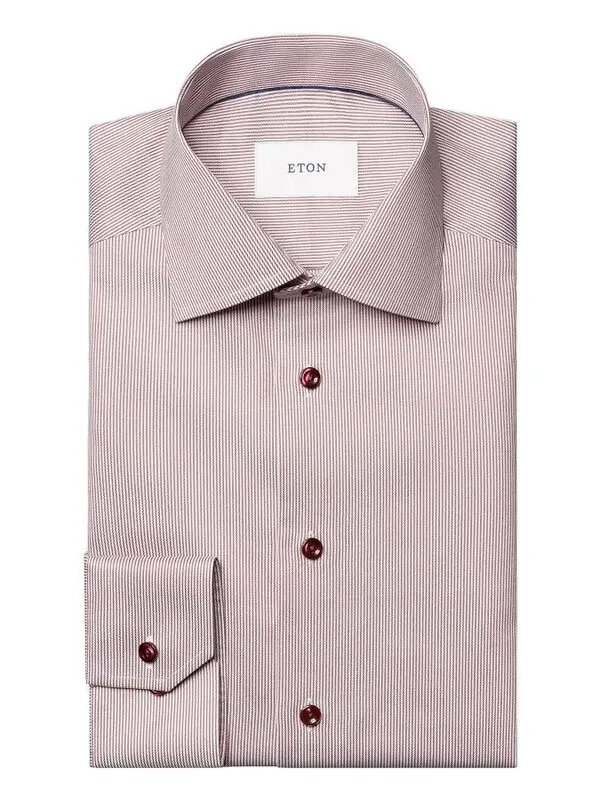 Eton Slim-fit Striped Twill Shirt - Red