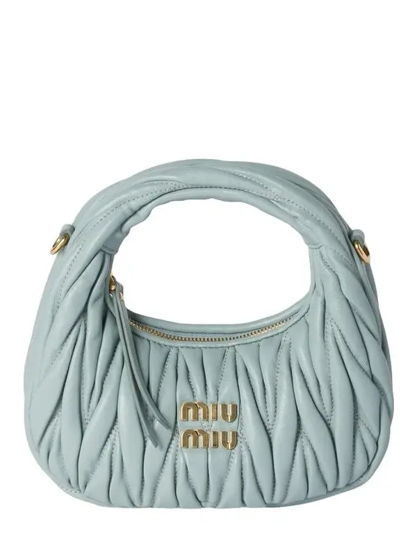 Miu Miu Wander Matelassé Nappa Leather Hobo Mini-bag - Blue
