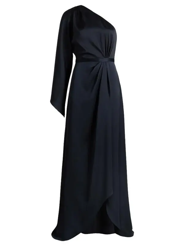 Ramy Brook Opal One-shoulder A-line Gown - Navy
