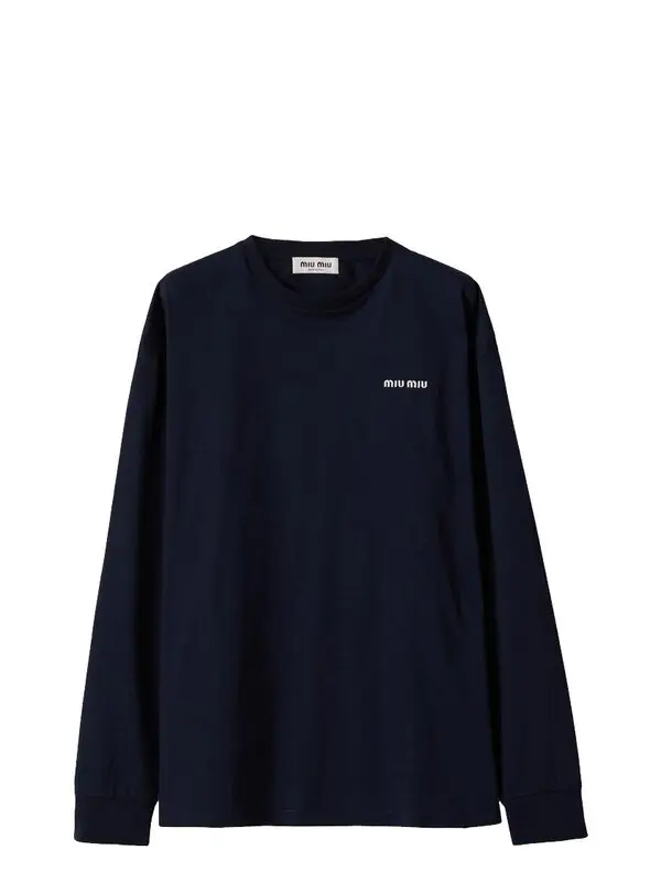 Miu Miu Long Sleeved Jersey Sweatshirt - Blue
