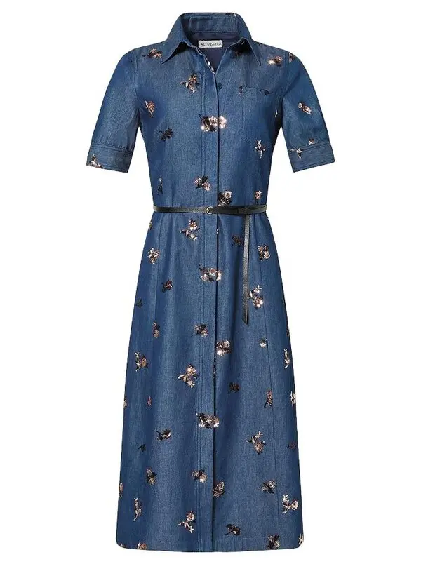 Altuzarra Kieran Embellished Denim Midi-shirtdress - Midnight