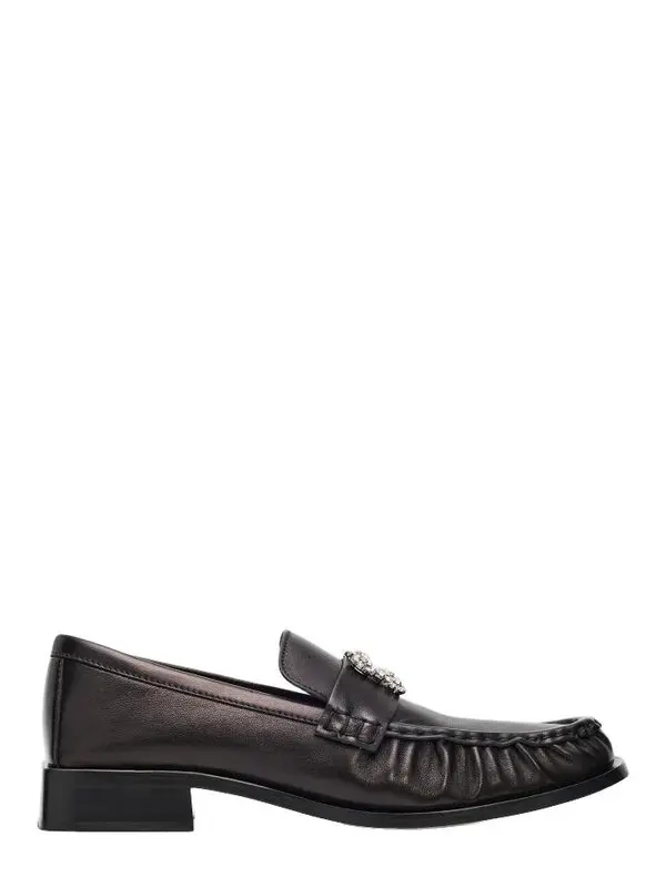ROGER VIVIER Embellished Buckle 25mm Leather Loafers - Nero