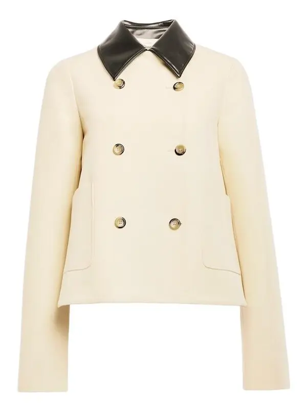 Altuzarra Harburg Faux-leather-trimmed Cotton Double-breasted Jacket - Opal