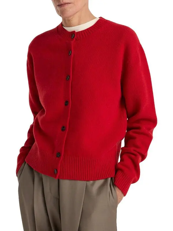 RÓHE Classic Stretch Wool Cardigan - Red