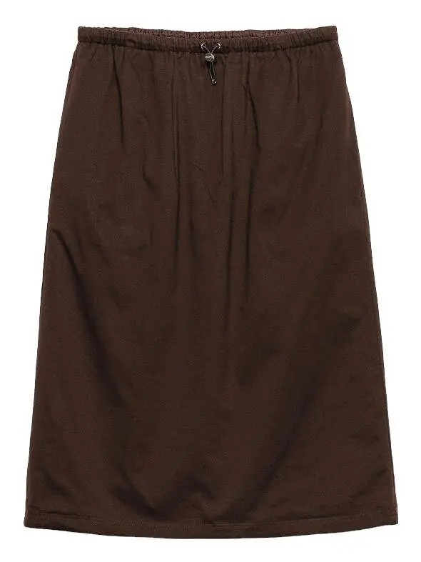 Prada Reversible Cotton Jersey And Re-nylon Skirt - Brown