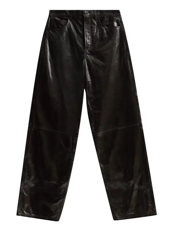 RÓHE Bruun Lacquer Leather Baggy Trousers - Soil