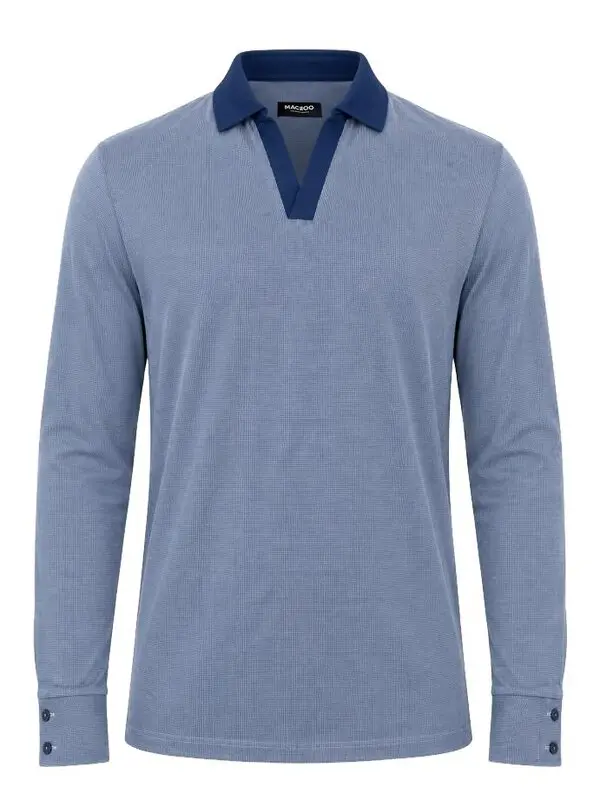 MACEOO Knitted Polo Shirt - Blue