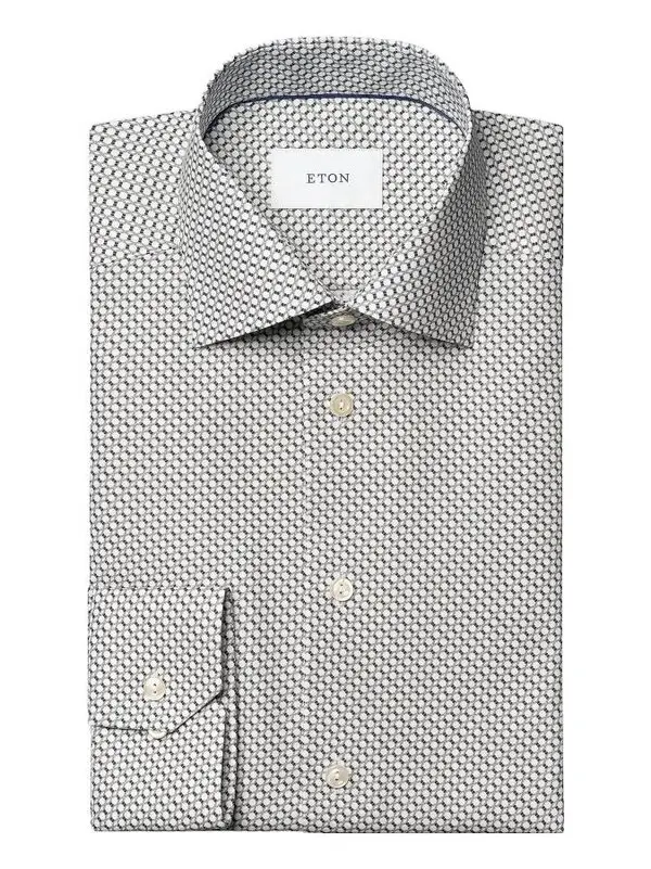 Eton Geometric Print Slim-fit Twill Shirt - Blue