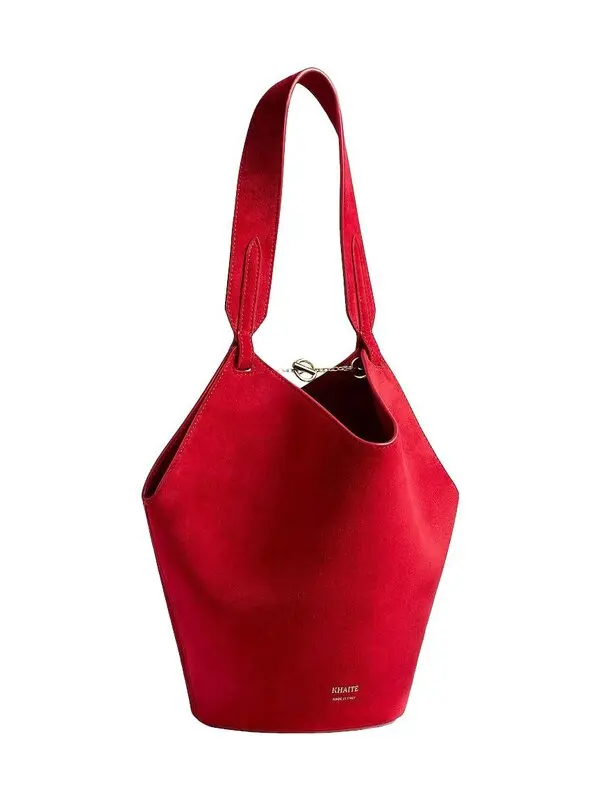 Khaite Lotus Suede Mini Tote Bag - Ruby