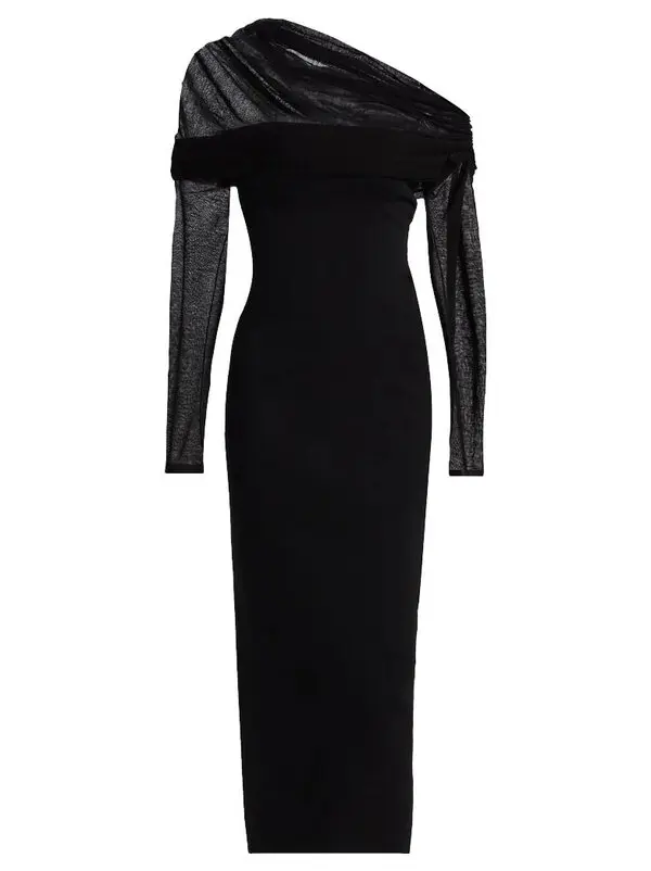 Altuzarra Meyer Mesh One-shoulder Midi-dress - Black
