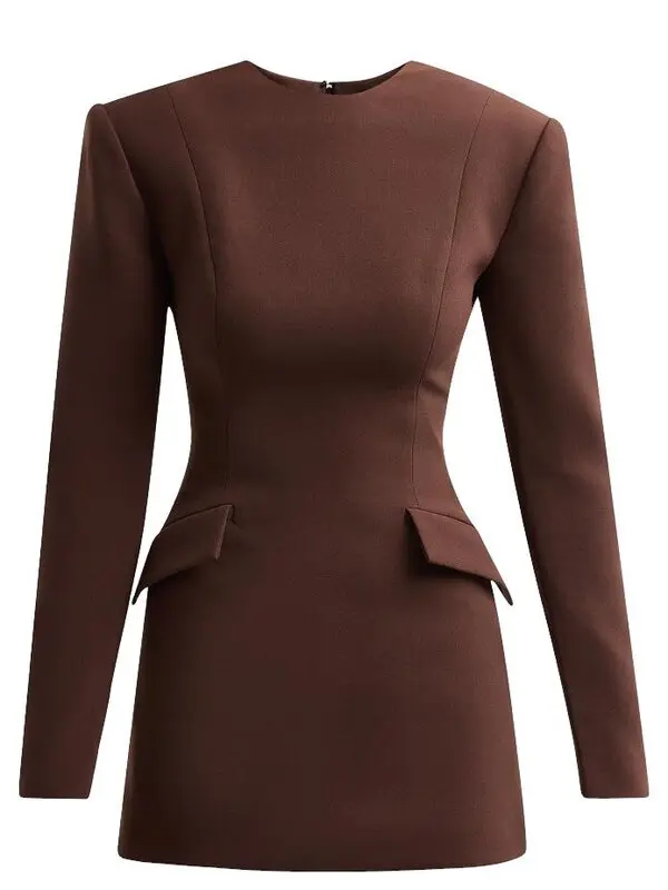 Ronny Kobo Brette Tailored Mini Dress - Chocolate