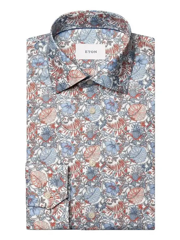 Eton Slim-fit Floral Twill Shirt - Red