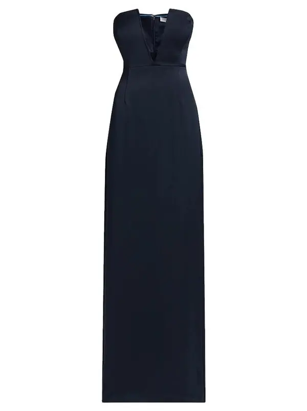 Ramy Brook Raquel Strapless V-neck Column Gown - Navy