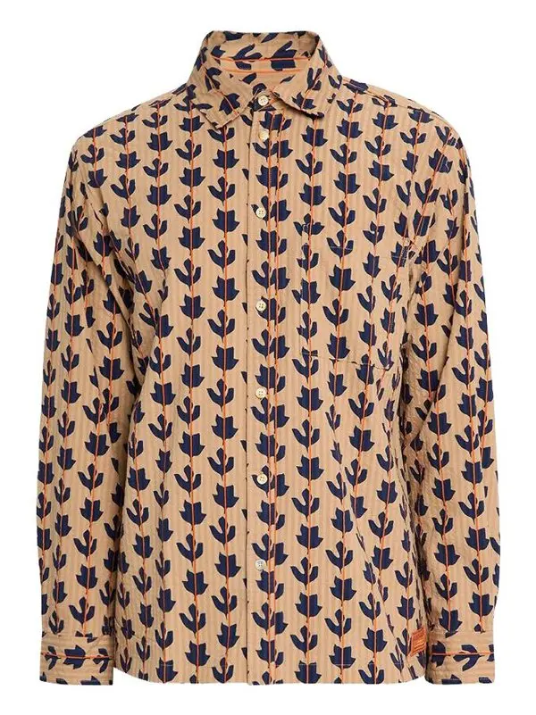 Scotch & Soda Structured Print Button-front Shirt - Ditsy Leaf