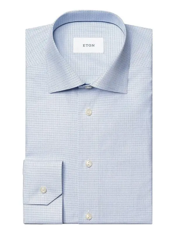 Eton Contemporary-fit Check Twill Shirt - Blue