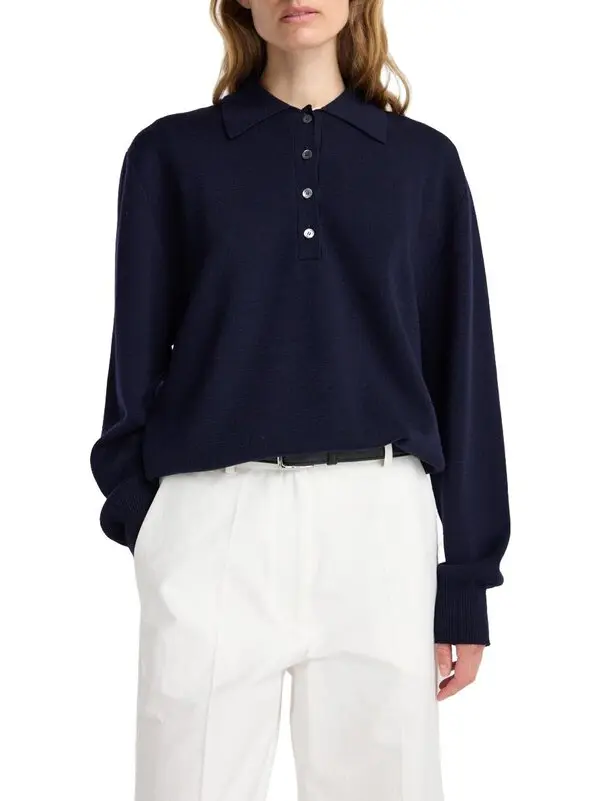 RÓHE Wool-blend Polo Sweater - Anthracite
